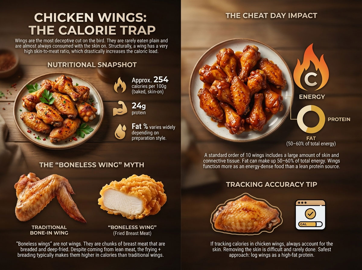 Chicken Calories Protein & Nutrition: Thigh, Breast, Wing, Skin & More ...