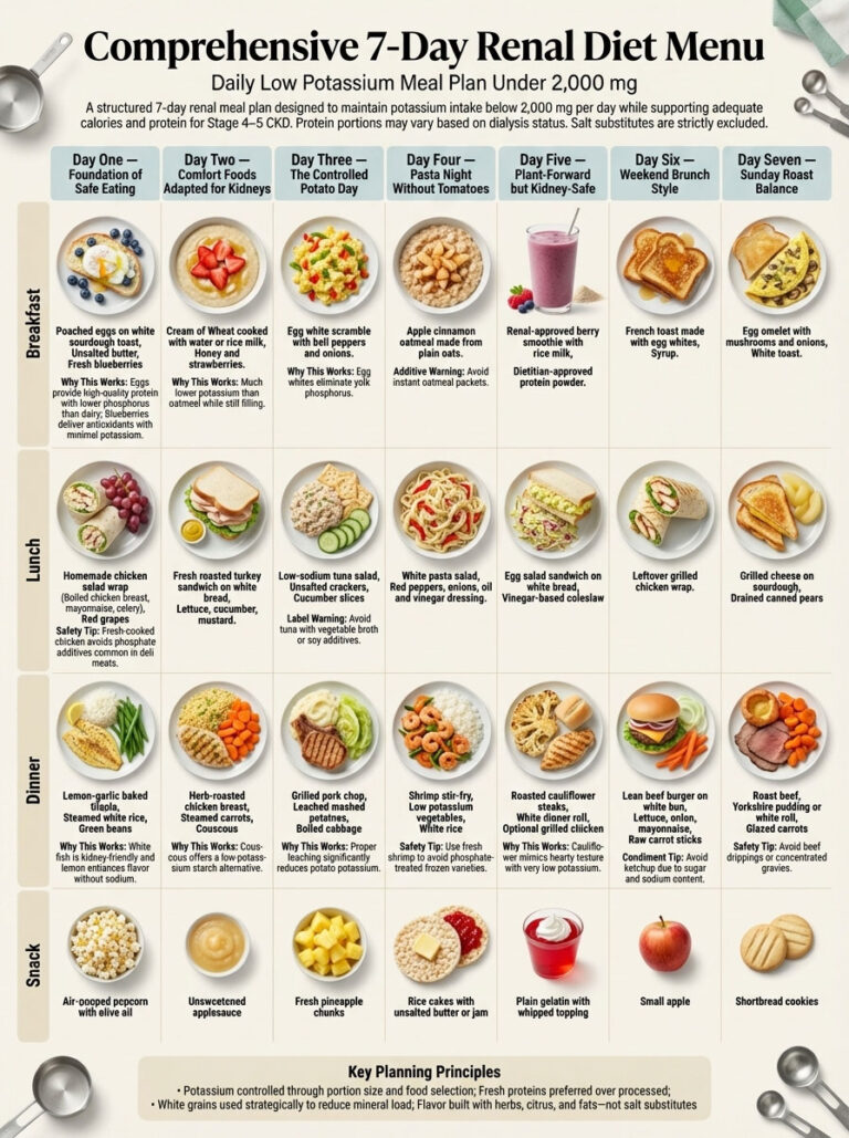 7-Day Low Potassium Meal Plan: Safe, Simple, and Kidney-Friendly ...