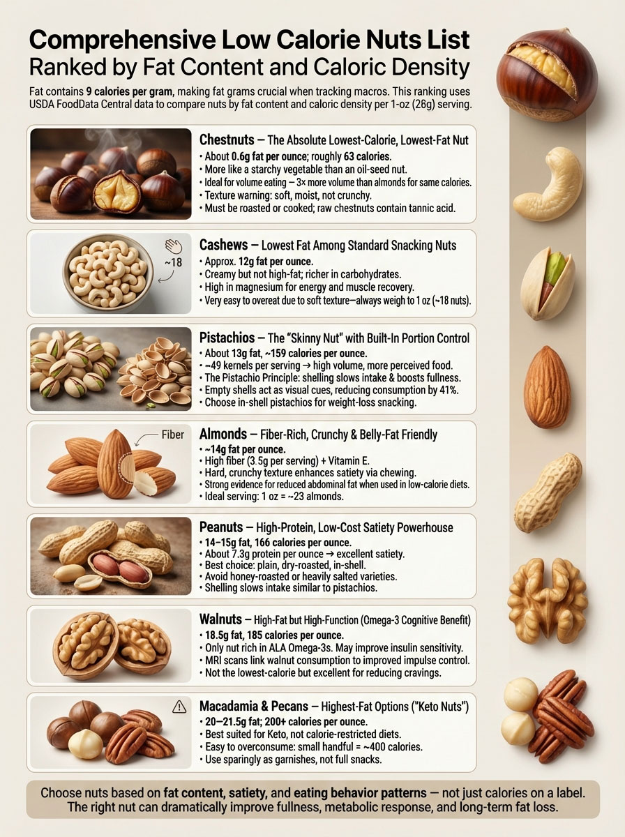 The Best Low Calorie Nuts for Weight Loss (Ranked by Fat Content ...
